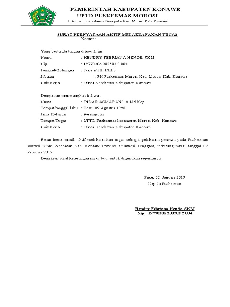 Surat Pernyataan Aktif | PDF