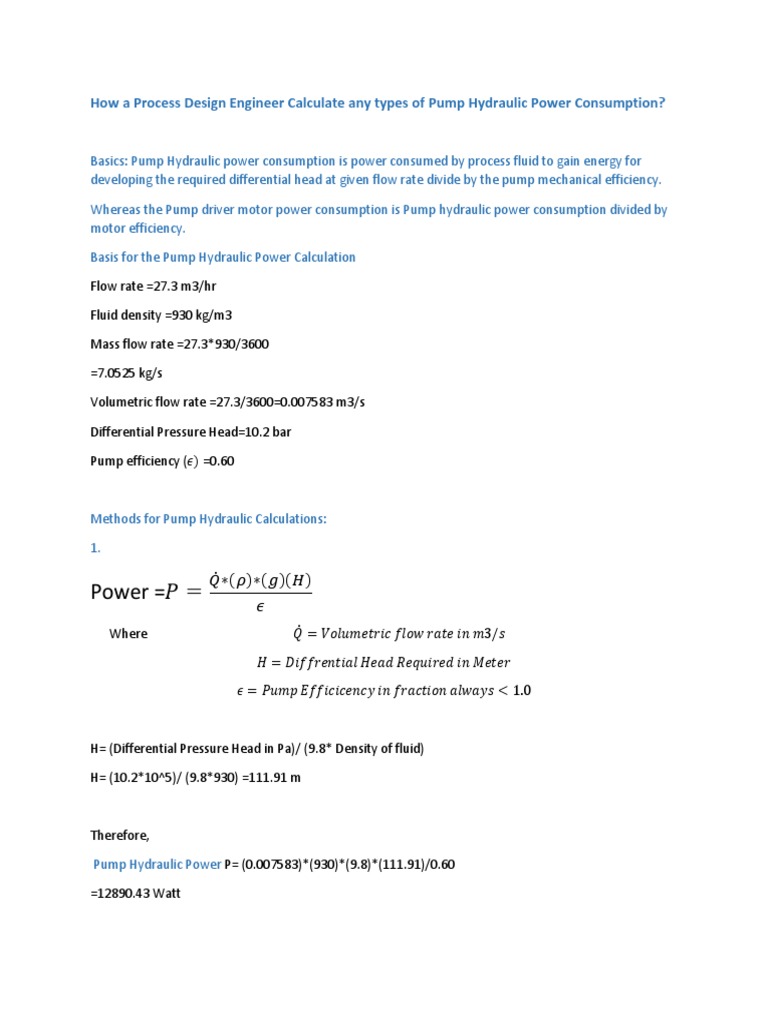 How A Process Design Engineer Calculate Any Types of Pump Hydraulic ...