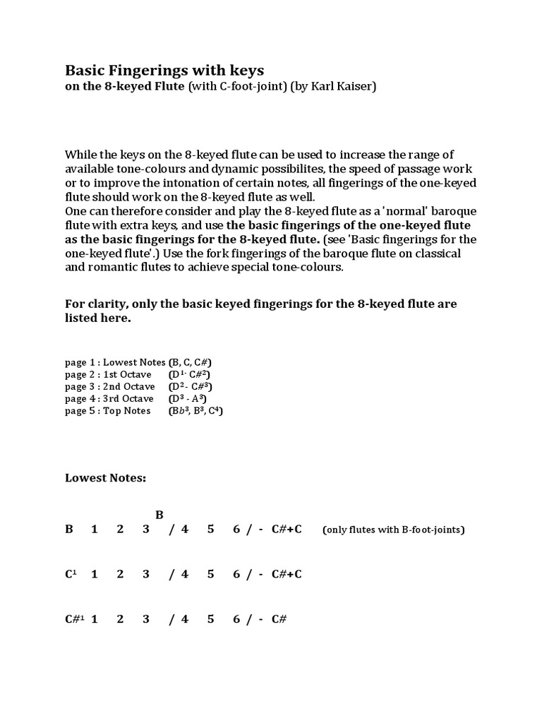 Basics With Keys PDF | PDF | Flute | Musical Instruments