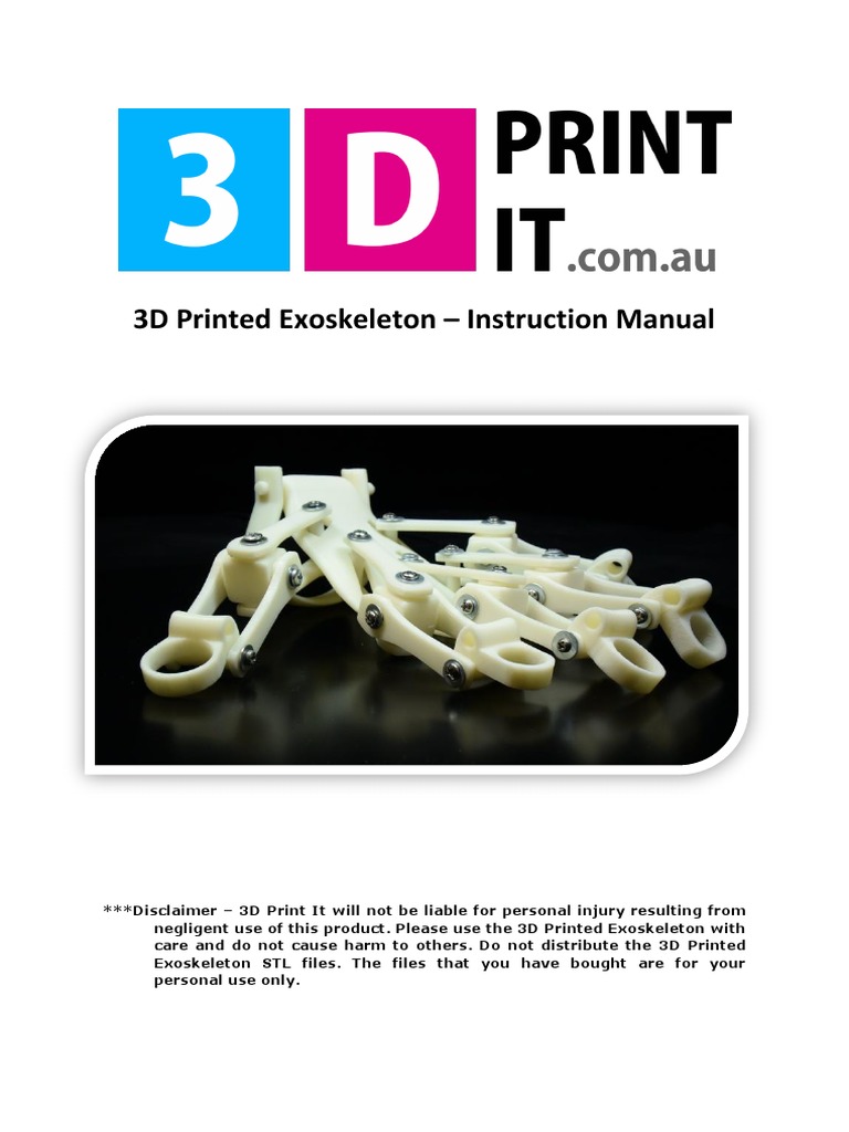 3D Printed Exoskeleton Hand Manual | PDF | 3 D Printing | Screw