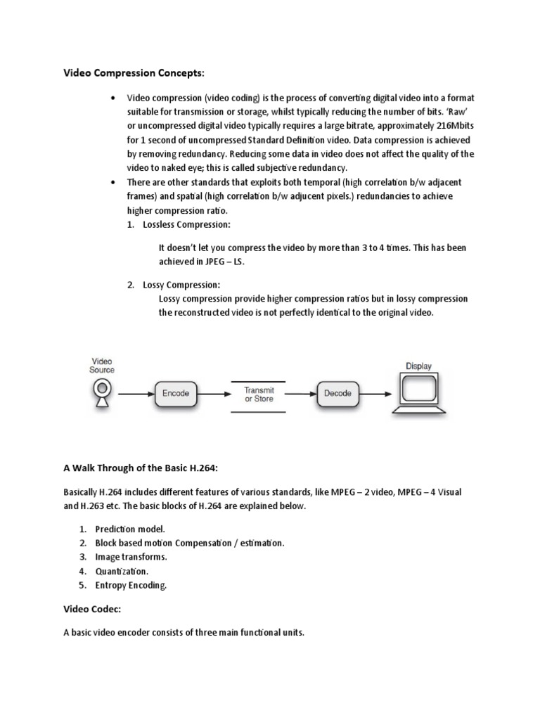 Video Compression Concepts:: A Walk Through of The Basic H.264 | PDF ...