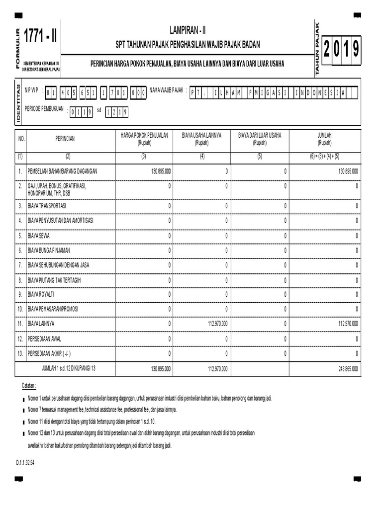 Lampiran SPT Badan | PDF