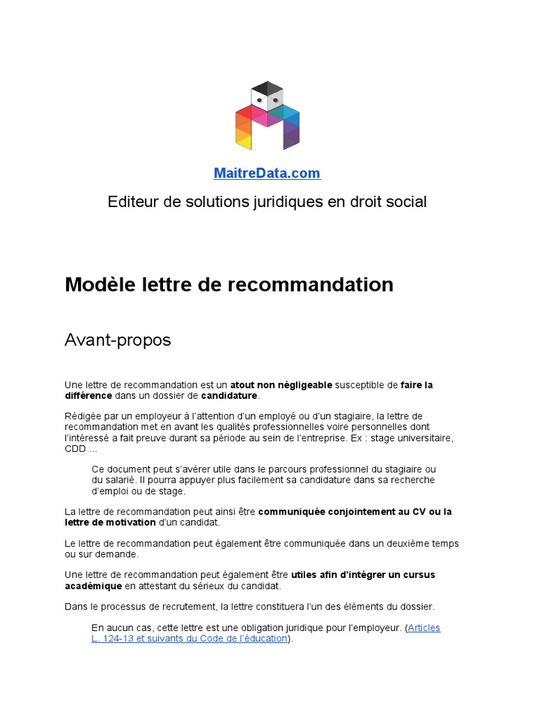 Recommandation | PDF | Travail | Emploi