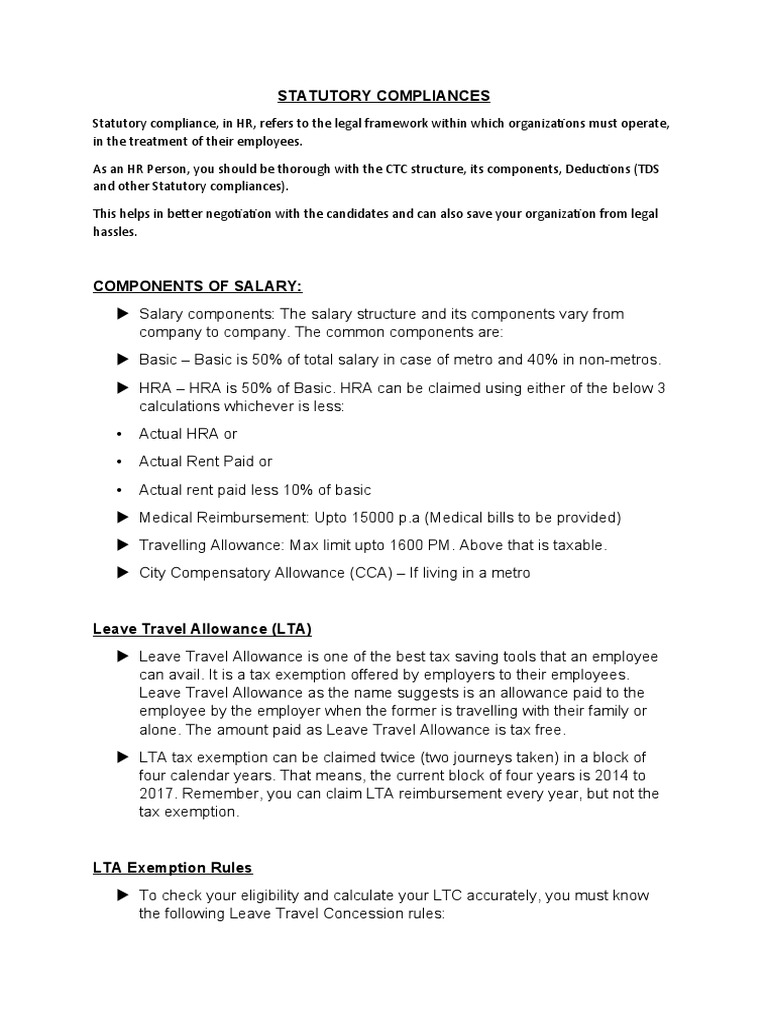 Module 10 - Statutory Compliance | PDF | Employment | Salary