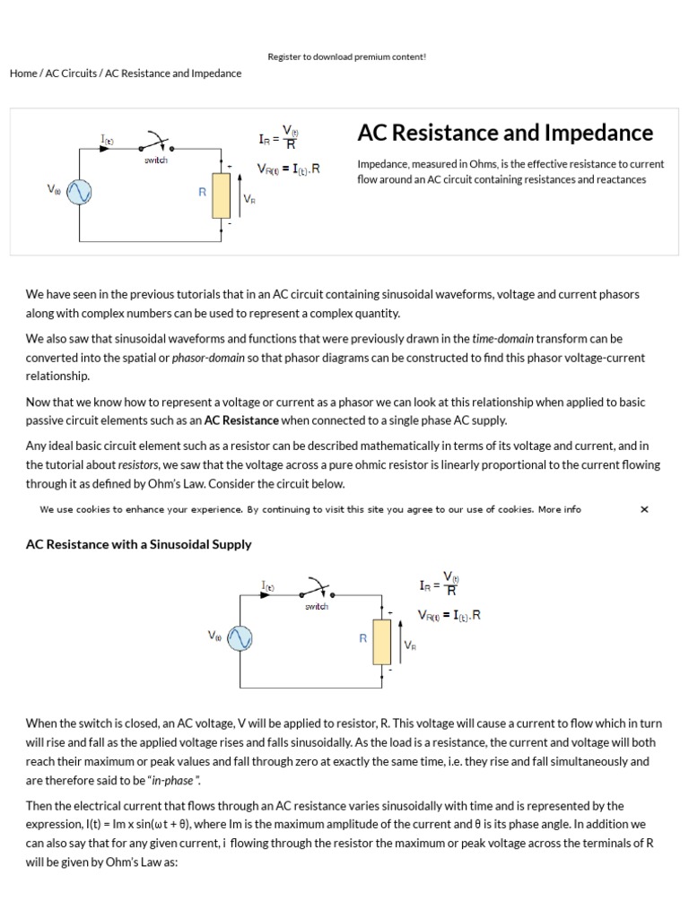 AC Resistance and Impedance in An AC Circuit PDF | PDF | Electrical ...