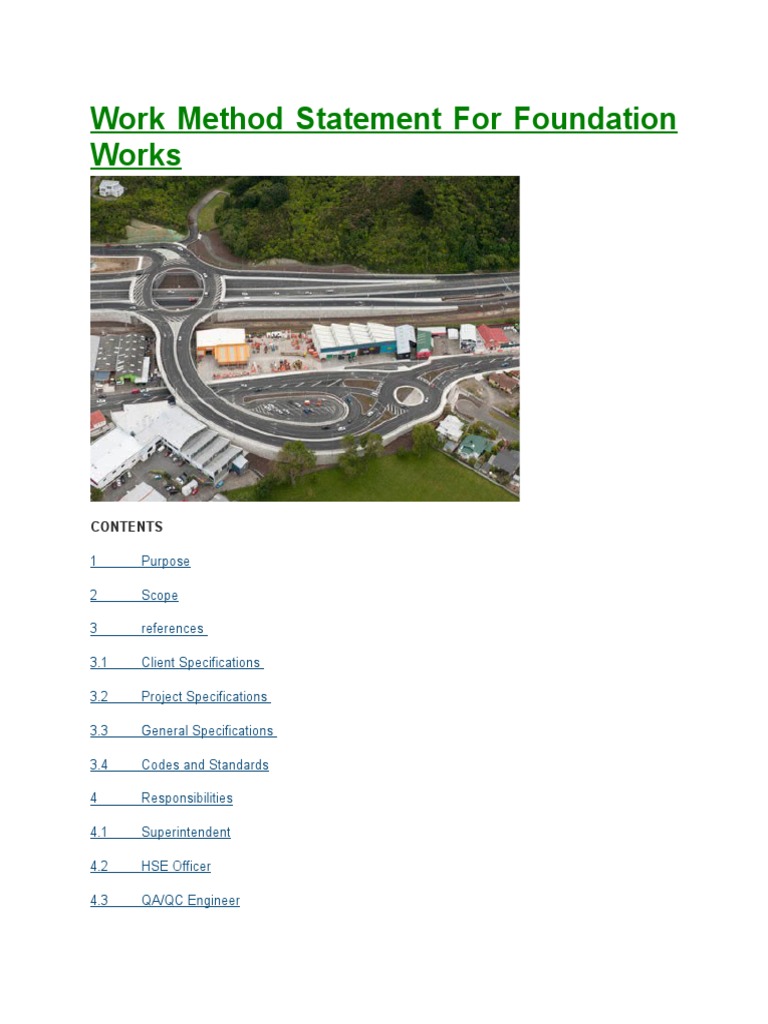 Work Method Statement Foundation Works IN !!! | PDF | Concrete ...