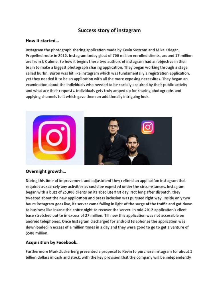 Success Story Of Instagram Pdf