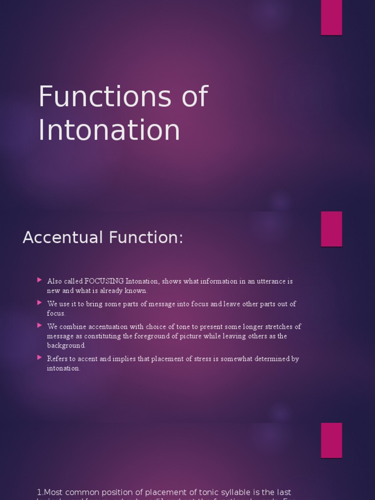 Functions of Intonation | PDF | Stress (Linguistics) | Tone (Linguistics) Functions of Intonation | PDF | Stress (Linguistics) | Tone (Linguistics)
