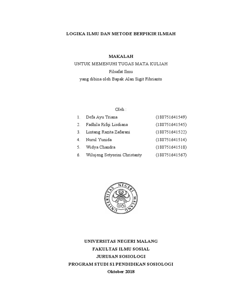 Logika Ilmu Dan Metode Berpikir Ilmiah | PDF Logika Ilmu Dan Metode Berpikir Ilmiah | PDF