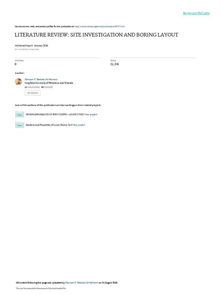 Literature Review of Boring Layout | PDF | Geotechnical Engineering ...