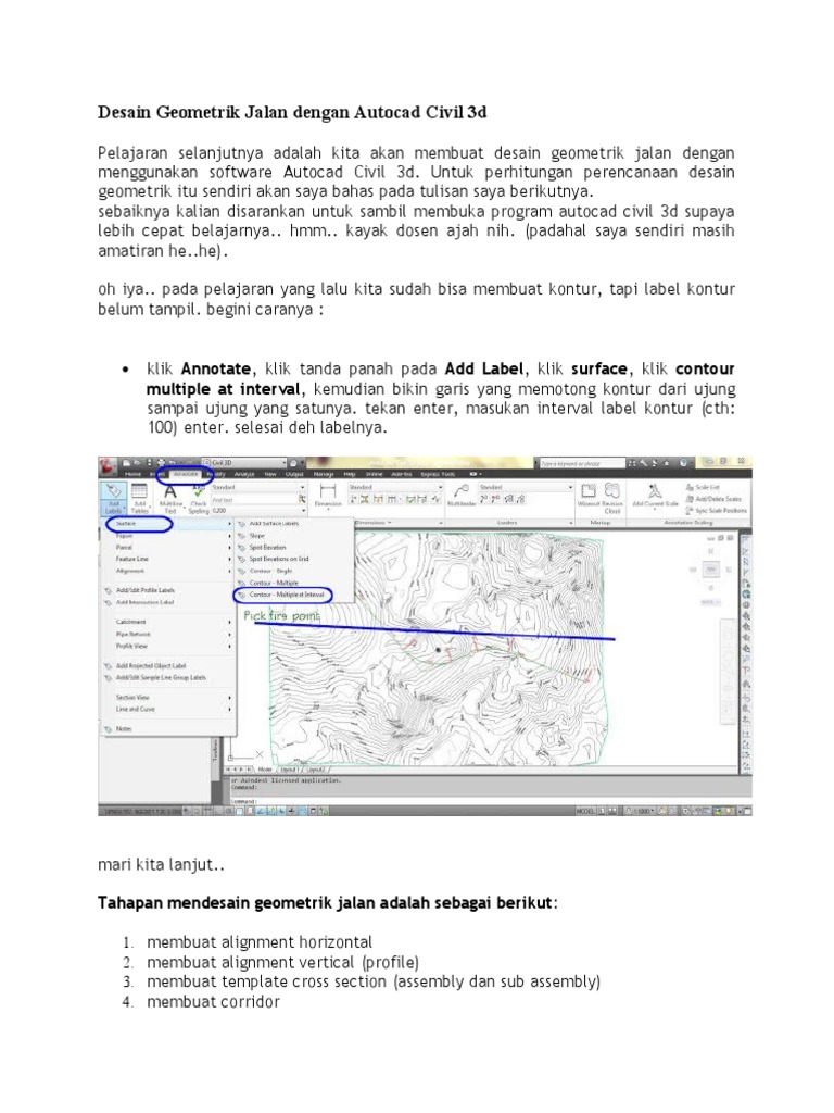 Desain Geometrik Jalan Dengan Autocad Civil 3d | PDF
