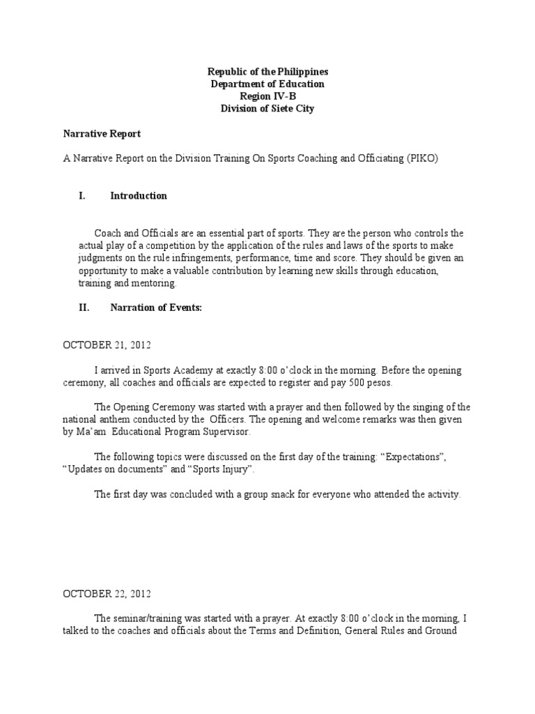 Narrative Report | PDF
