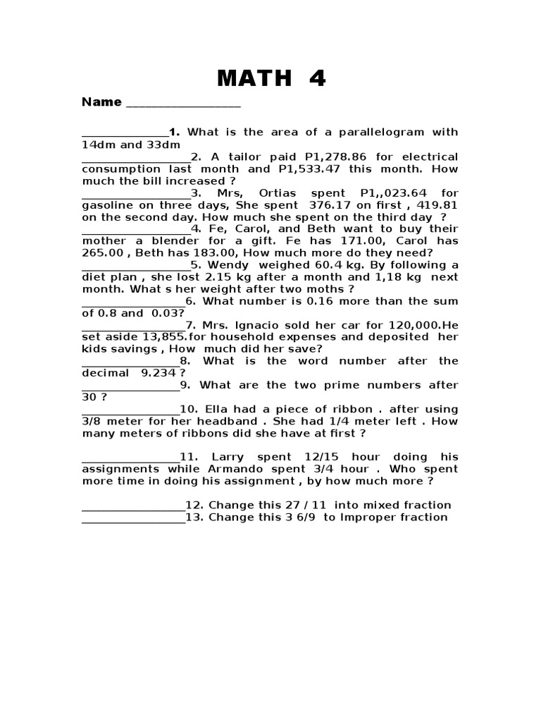 Math 4 | PDF