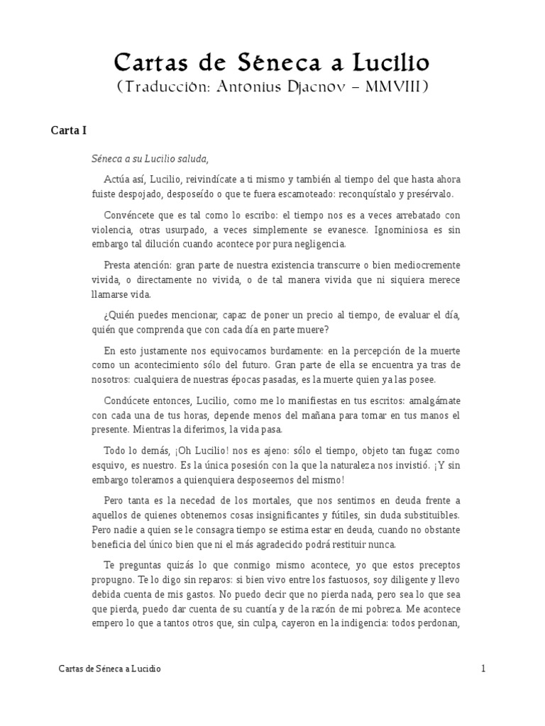 Cartas Seneca Lucilio | PDF | Séneca El Joven | Alma