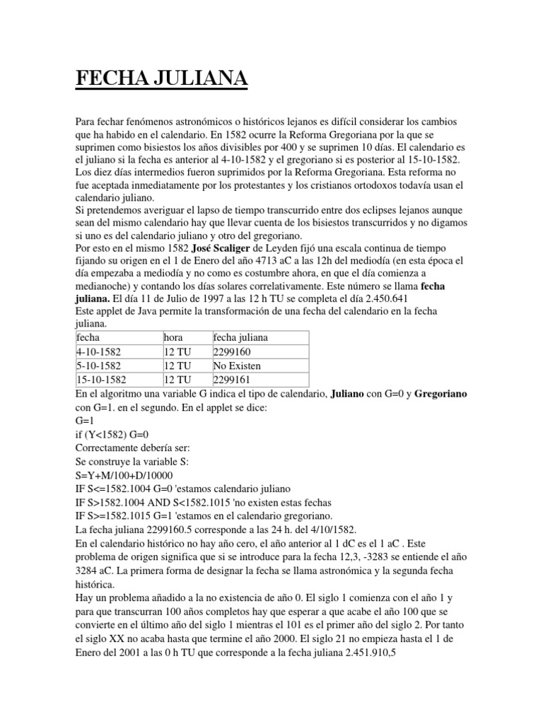 Fecha Juliana y Otros Calculos PDF | PDF | Astrometria | Mecánica celeste