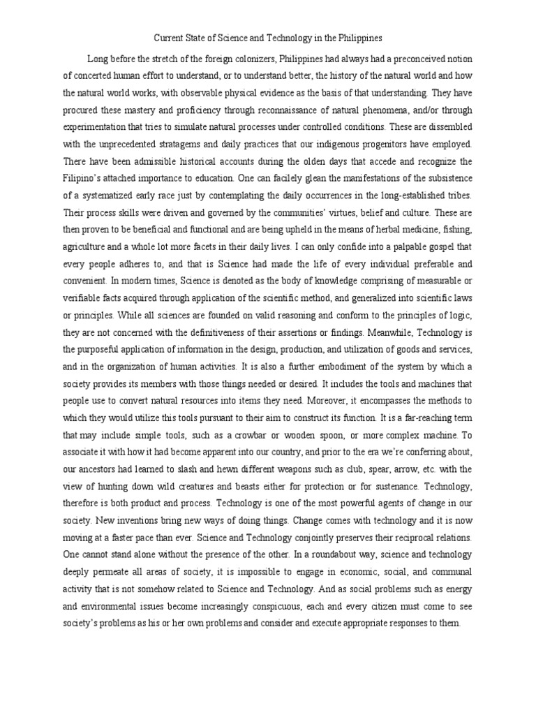 Current State of Science and Technology in The Philippines | PDF ...