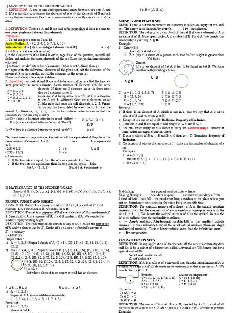 Mathematics in The Modern World | PDF | Set (Mathematics) | Function ...