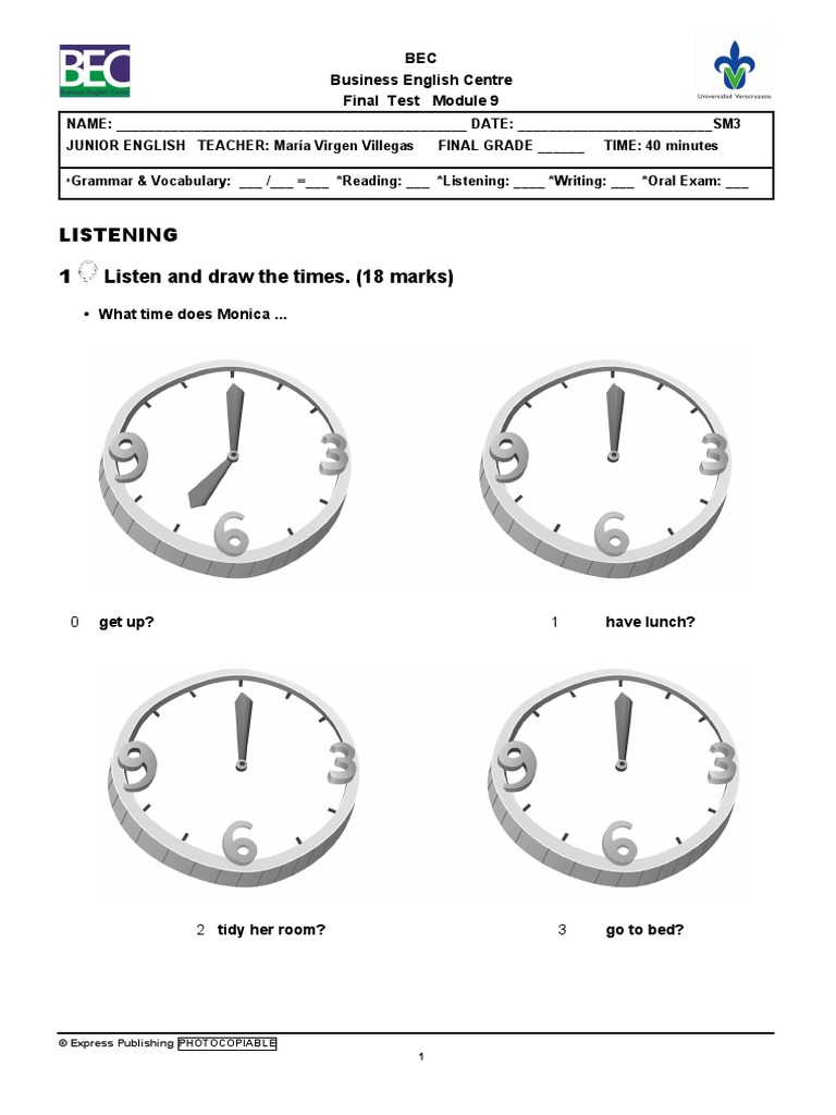 Final Test Module 9 Smiles 3 | PDF | Foods