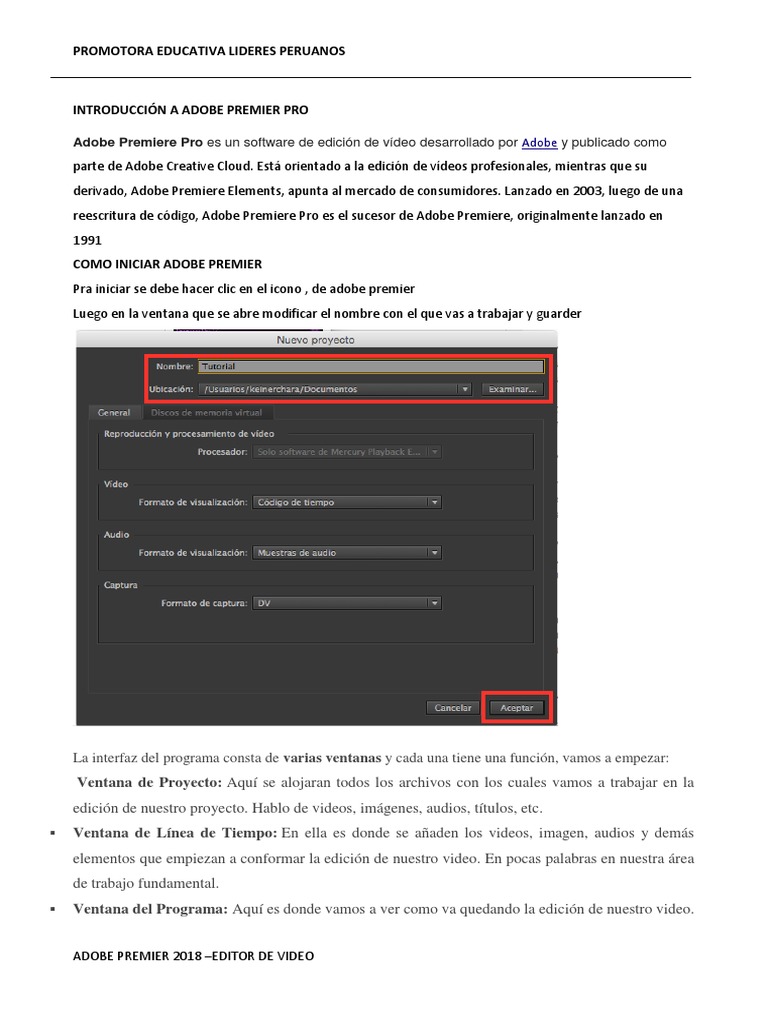 Guía Básica de Adobe Premiere Pro 2018 | PDF | Vídeo | Archivo de ...