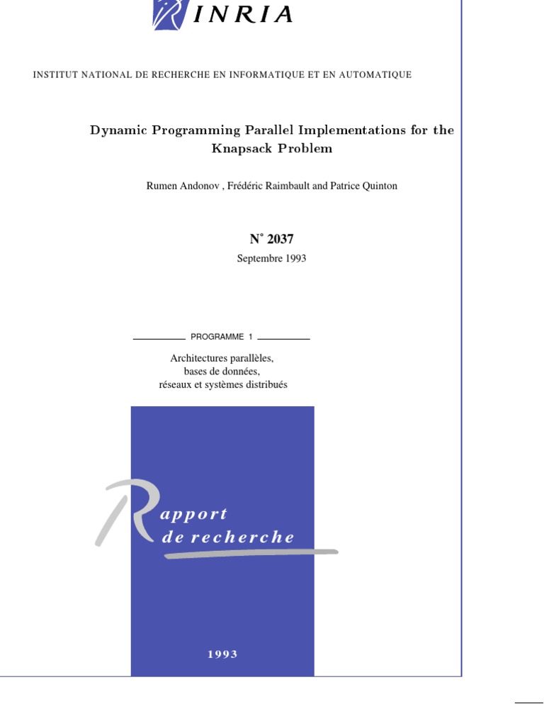 Andonov - Dynamic Programming Parallel Implementations For The Knapsack Problem - 1993 | PDF ...
