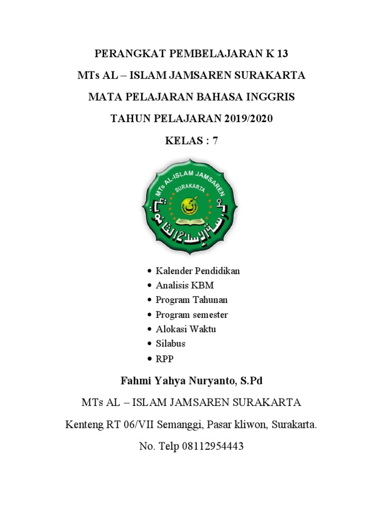 Cover Perangkat Pembelajaran K 13 | PDF