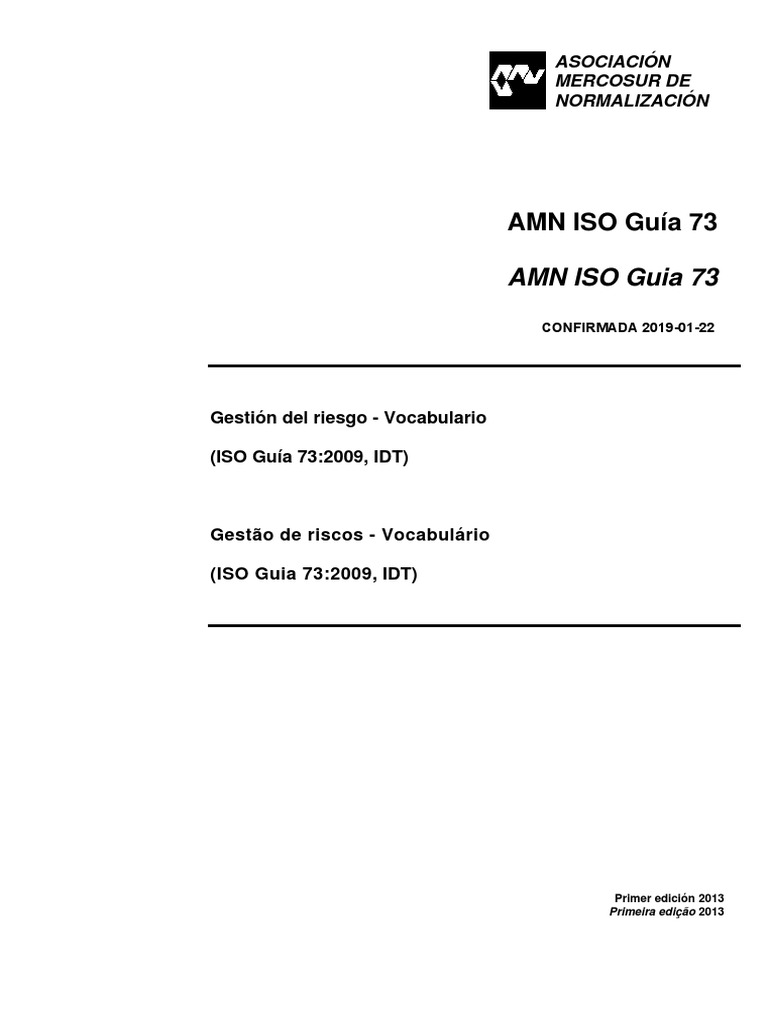 Iso 73 - 2009 (Esp) | PDF | Probabilidad | Organización internacional ...