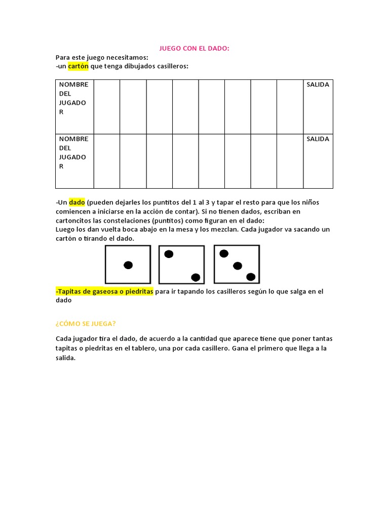 Juego Con El Dado | PDF