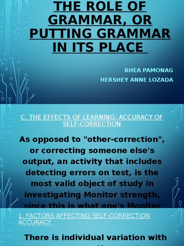 The Role of Grammar, or Putting Grammar in Its Place | PDF | Second ...