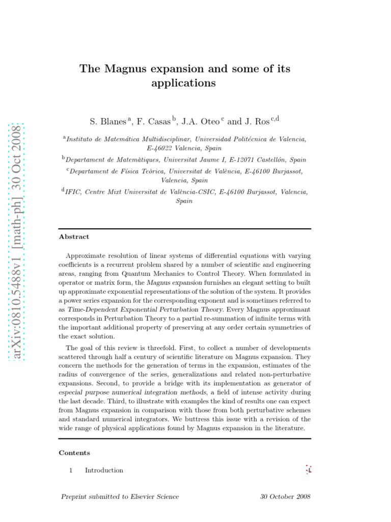 Magnus Expansion PDF | PDF | Matrix (Mathematics) | Lie Groups