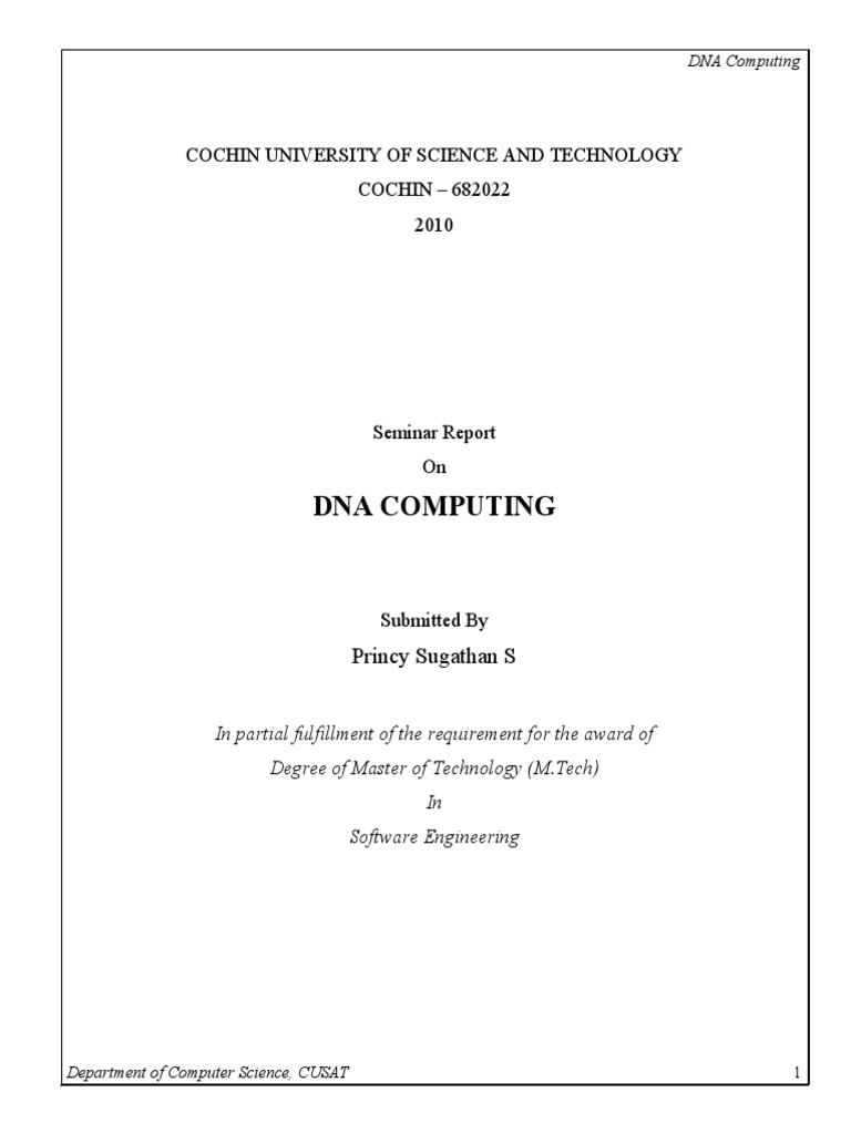 DNA Computing-Report | PDF | Nucleotides | Dna