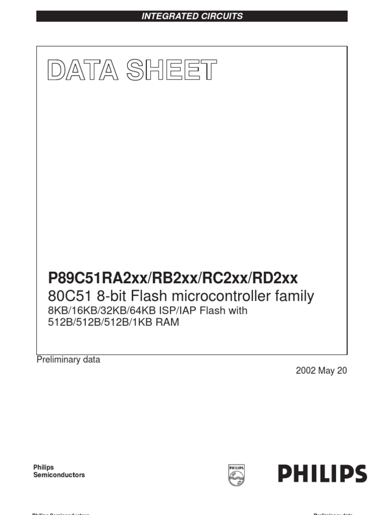P89C51RA2xx/RB2xx/RC2xx/RD2xx: 80C51 8-Bit Flash Microcontroller Family | Download Free PDF ...