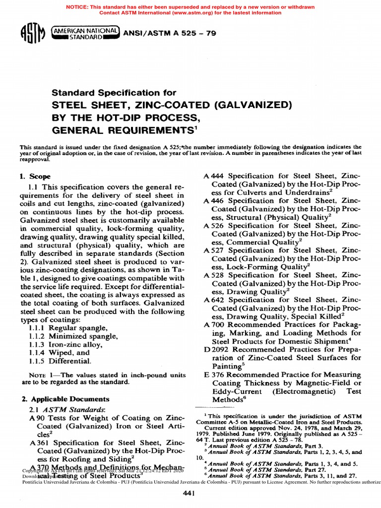 A525-79 11770 | PDF | Galvanization | Metals