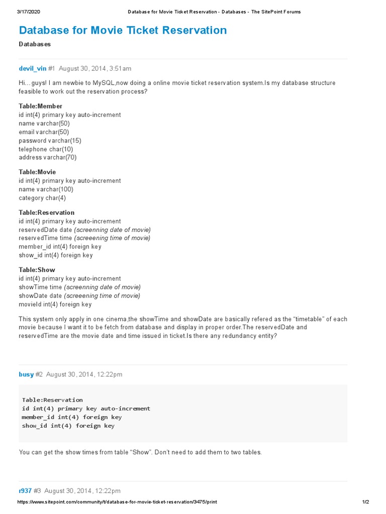 MySQL Movie Ticket Database Guide | PDF | Databases | Computer Data
