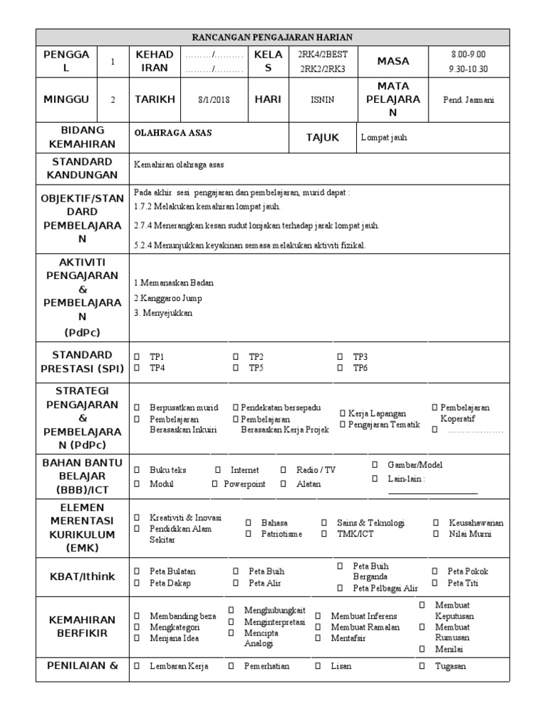 Contoh RPH Tingkatan 2 | PDF