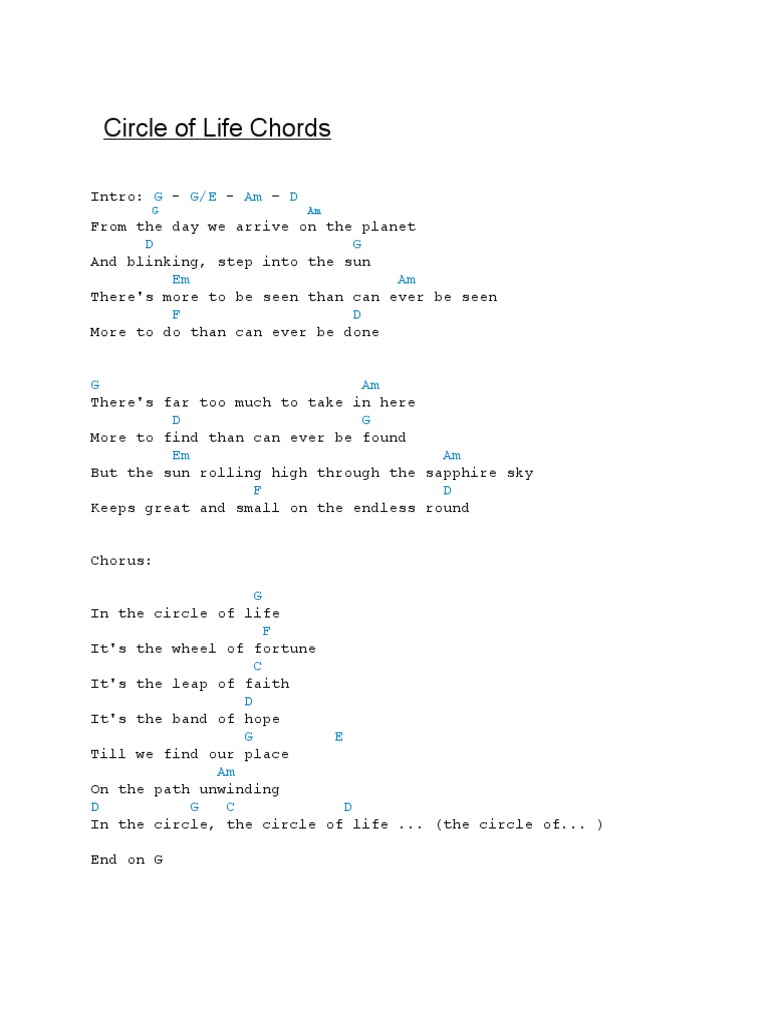 Circle of Life Chords | PDF