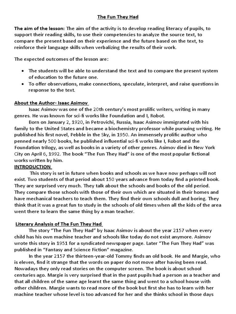 The Fun They Had | PDF | Isaac Asimov | Science Fiction