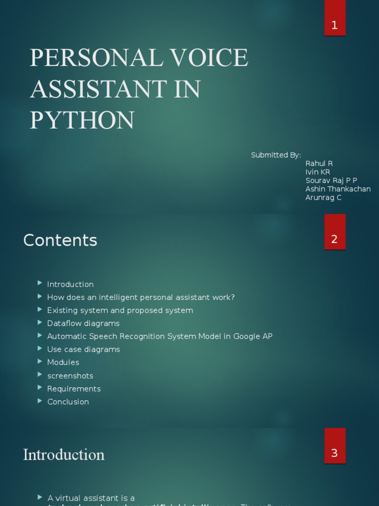 Personal Voice Assistant In Python Pdf Speech Recognition Digital Technology