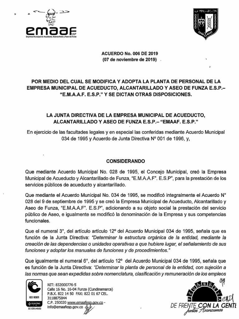 Acuerdo 006-2019 | PDF