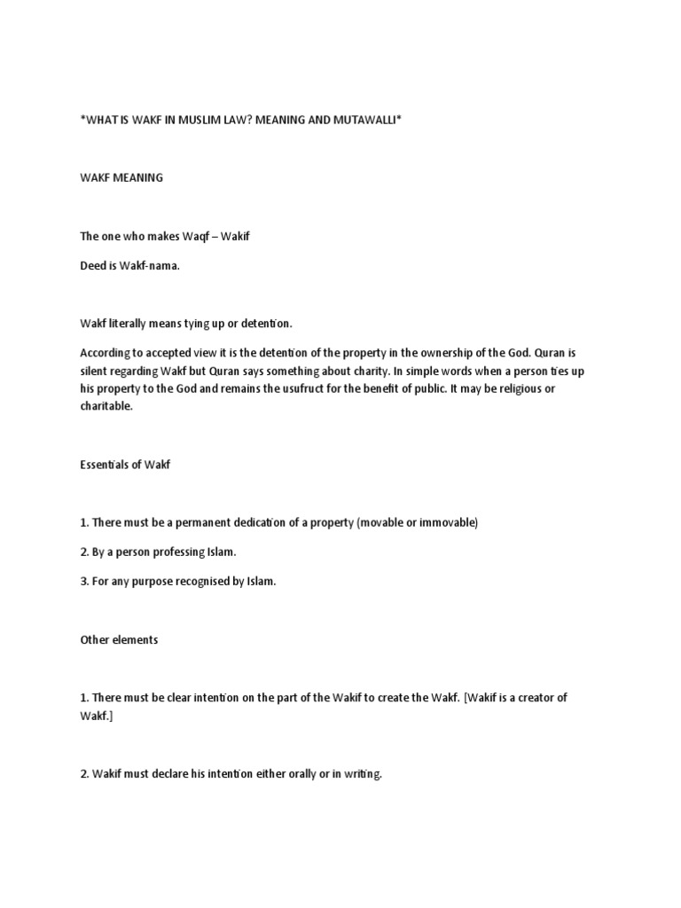 What Is Wakf . | PDF | Abrahamic Religions | Qur'an