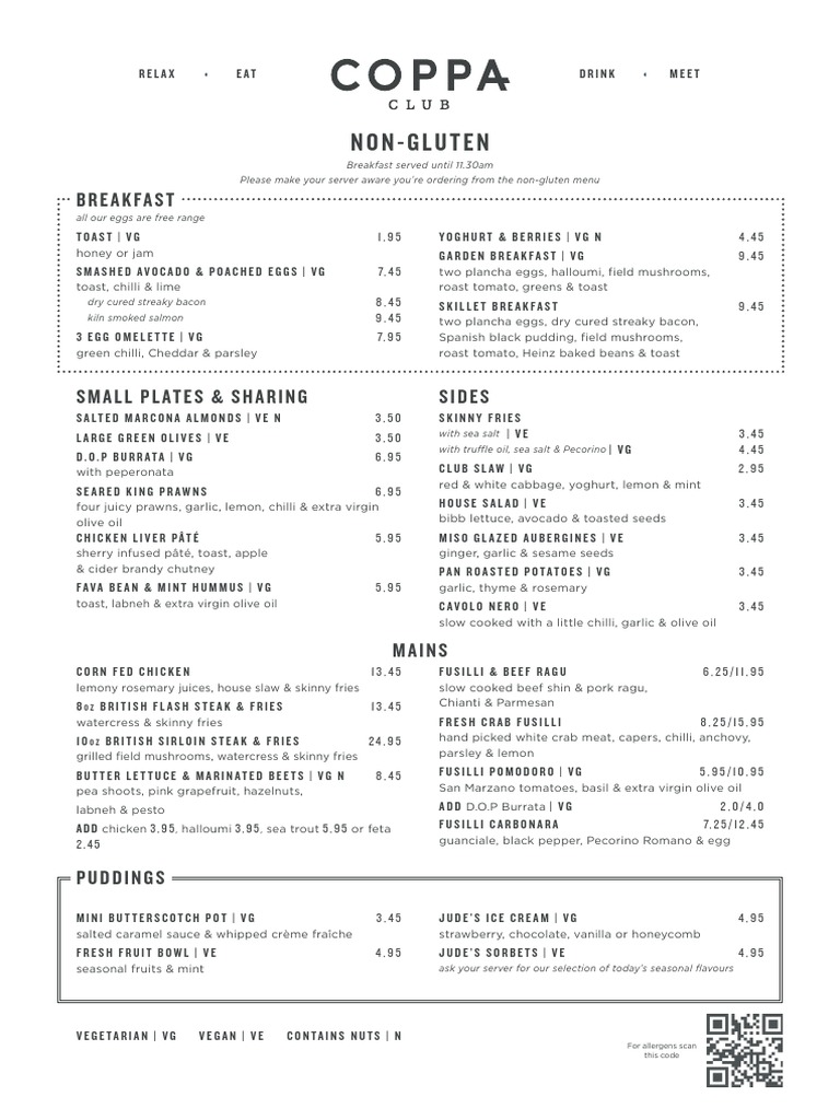 Coppa Club Breakfast Menu Overview | PDF | Pesto | Cuisine