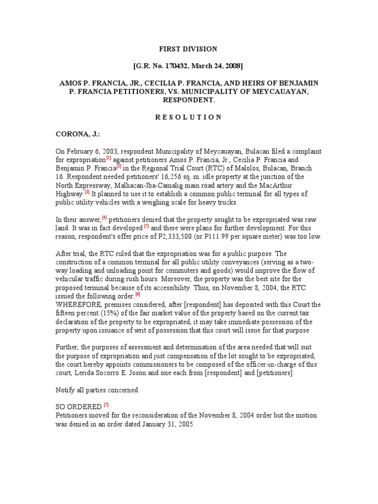 Cases Involving Writ of Possession in Expropriation Cases | PDF ...