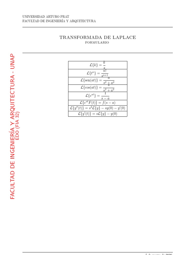 Formulario Laplace | PDF