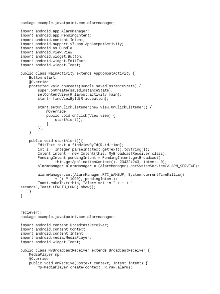 Alarm Manager | PDF | Android (Operating System) | Mobile Technology