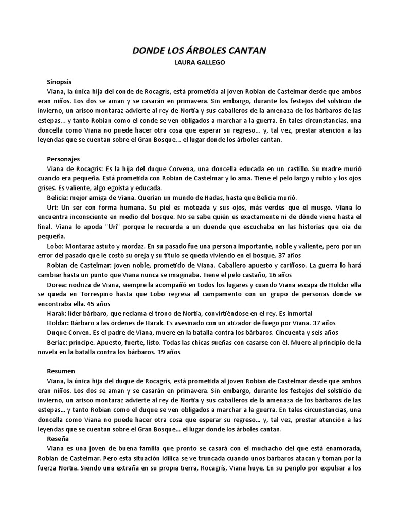 Donde Los Árboles Cantan | PDF