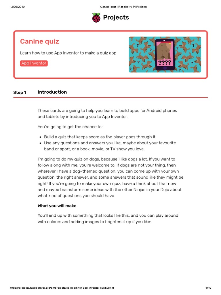 Canine Quiz - Raspberry Pi Projects | PDF | Mobile App | Android ...