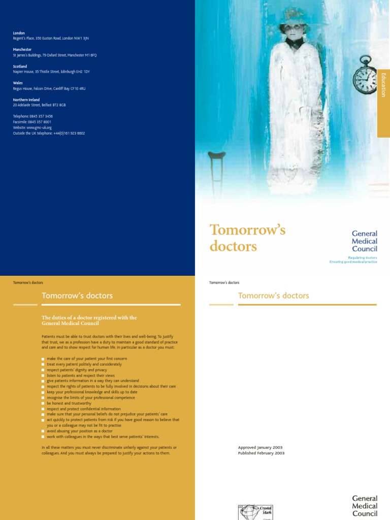 GMC Guidelines for Tomorrow's Doctors | PDF | Medical School | Curriculum
