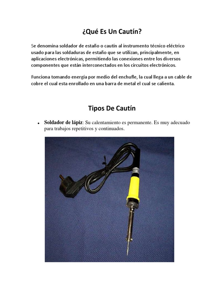 Tipos y Uso del Cautín en Electrónica | PDF | Tecnología