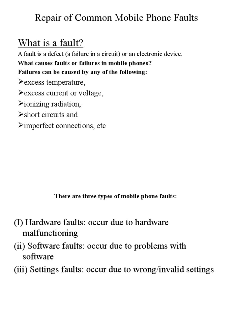 Mobile Phone Faults: Common Causes and Repair Solutions | PDF | Battery ...