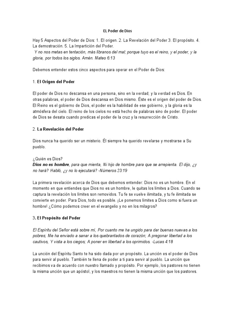 EL Poder de Dios | PDF | La unción | Dios