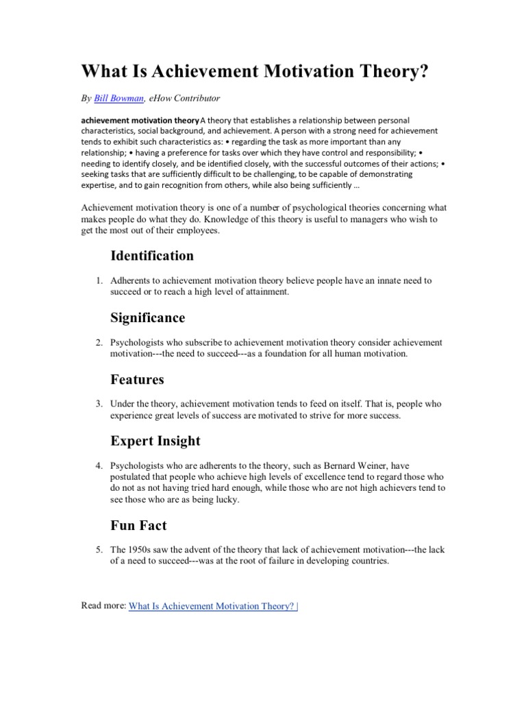 What Is Achievement Motivation Theory? | PDF | Motivation | Motivational